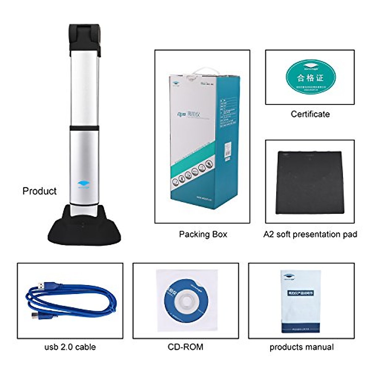 eloam S1800A2AF Document Camera with HD CMOS Sensor and OCR Function Time Shooting for Office, Classrooms, Labs, Meeting Room Shooting for Office, Classrooms, Labs, Meeting Room