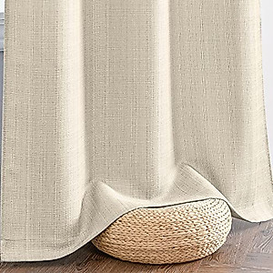 jinchan Beige Curtains for Living Room Linen Textured Curtains 84 Inches Long Farmhouse Curtains Casual Weave Back Tab Drapes Light Filtering Window Curtain 2 Panels Beige