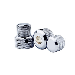 Guyker 2Pcs Brass Concentric Stacked Knobs, Dual Knurled Control Knobs, High Grade Dome Volume Tone Knob Replacement for Electric Guitar or Precision Bass - CNC Machined(Chrome)