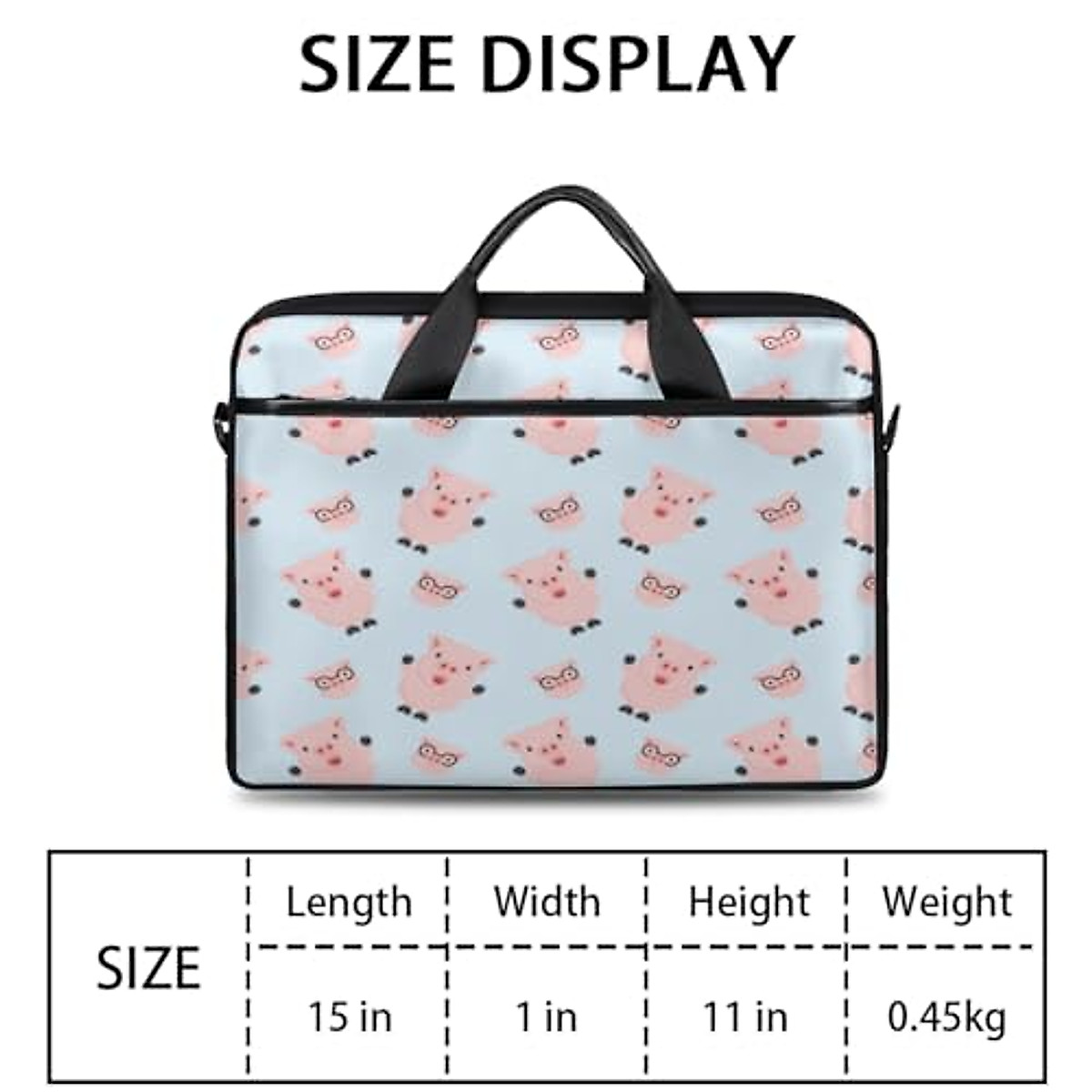 Pig Cool Laptop Computer Bag Waterproof Shoulder Messenger Bag 13-15 inch Durable Laptop Tote Bag with Shoulder Strap Handle Lightweight Crossbody Briefcase