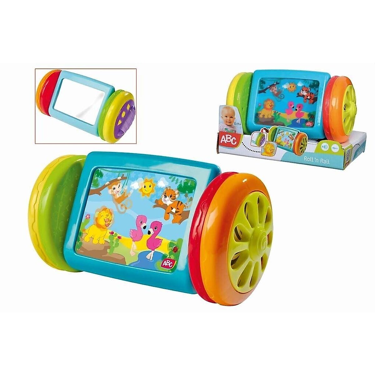 Simba 104010018 ABC Rolling Mirror/with Large Wobble Image in Both Wheels / 12 cm / 6 Months +, Multicoloured