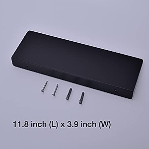 TRUSTMI Wall Mounted Bathroom Floating Shelf, SUS 304 Stainless Steel Storage Organizer, Kitchen Bedroom Flat Metal Shelf, 12 inch by 4 inch, Matte Black