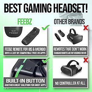 Virtual Reality Headset for Kids - for Android | Includes Built-in Button + Remote Controller for Android | VR Goggles Set for Phones 4.5"-6.5" - Green