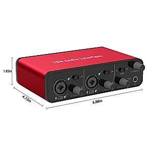 ZUZONG 2i2 Audio Interface Audio Interface USB Microphone Preamps with 48V Phantom Power 24 Bit Support Smartphone/Tablet/Computer and Other Equipment Recording（No DAW Recording Software）