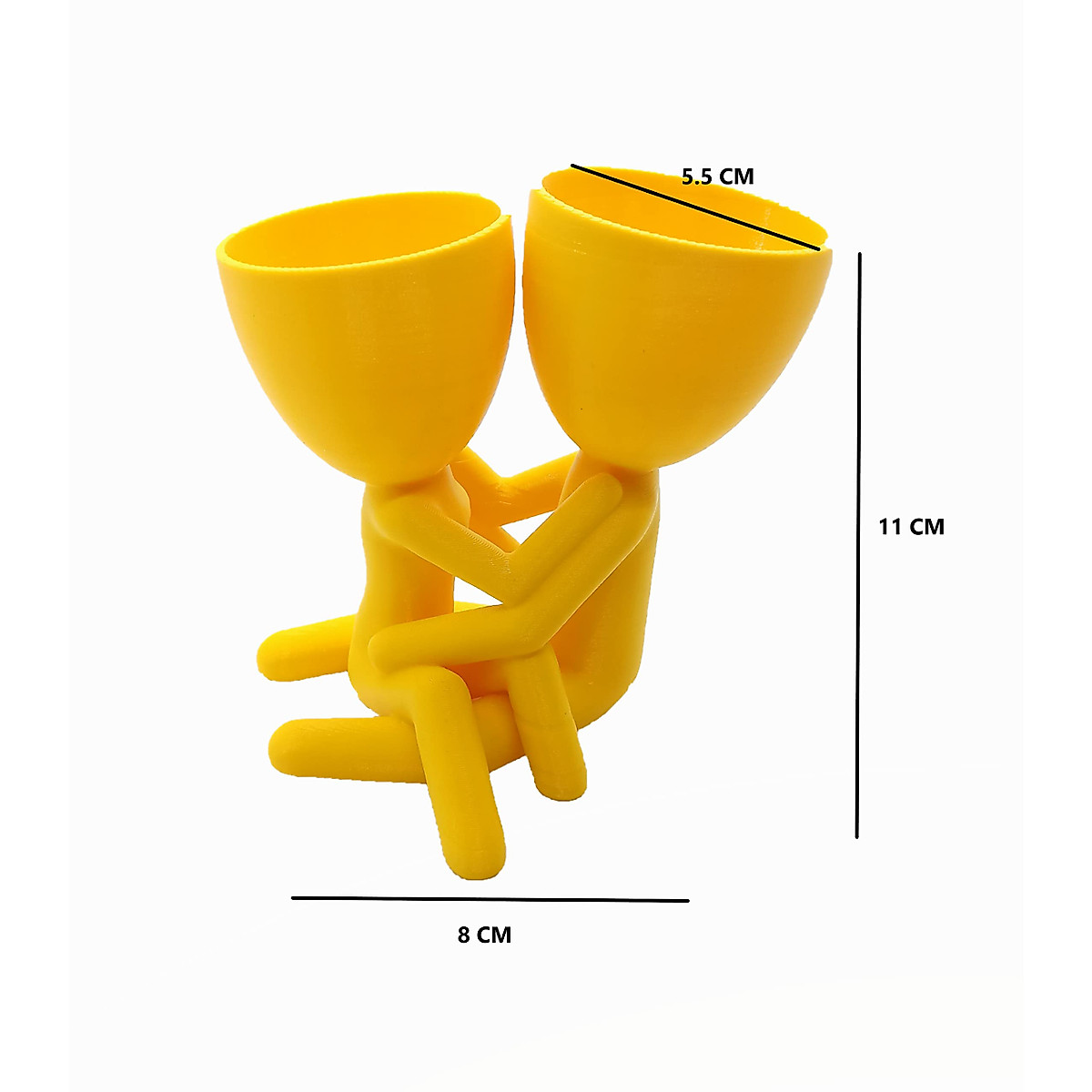 DUHALINE Valentine Humanoid Flower Pot, 3D Printing Head Planter Pot, Decorative PLA Succulent Planter, Mini Flower Pot with Shape of A Human Face, Human Shaped Mini Cactus Pot (D:2.17”) (Yellow)