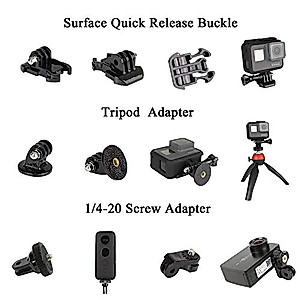 Universal Action Camera Accessory Kit for GoPro Hero 11 10 9 8 7 6 5 Blcak Go pro Max Insta360 One R/X2/X3 DJI OSMO Action 2 3 AKASO Sony APEMAN Sports Cam, Helmet Base Adhesive Tripod Adapter Mount