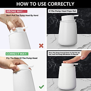 MIERTING Foaming Soap Dispenser, 2 Pack White Foam Hand Soap Dispenser for Bathroom & Kitchen, 12 Oz Modern Ceramic Hand and Dish Foaming Pump Bottle, Refillable Lotion Liquid Foam Pump Dispensers