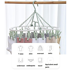 Hanging Drying Rack, Folding Laundry Rack, Plastic Laundry Clips with 18 Clips and Drip Dryer for Socks, Underwear, Towels, Bras, Scarves and Baby Clothes with Foldable Clips.