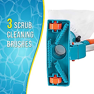 U.S. Pool Supply Portable Deluxe Jet Pool Vacuum Underwater Cleaner with 5 Section Pole, 3 Scrub Brushes, Leaf Bag, Telescopic Pole Attachment - Above Ground Pools, Spas, Ponds - Attach to Garden Hose