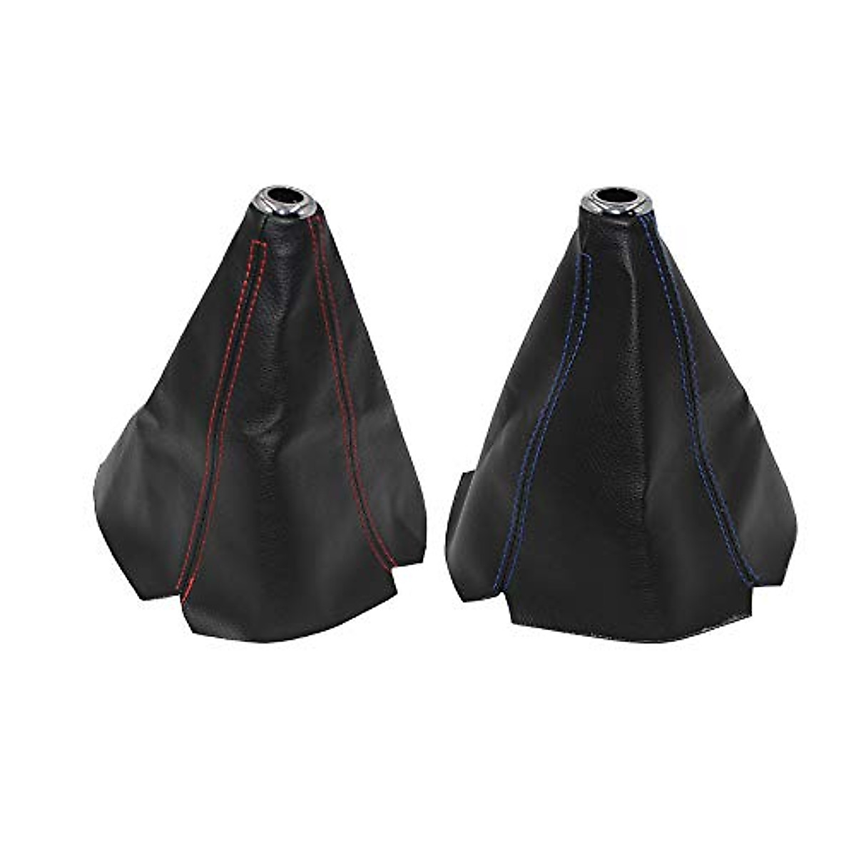 LIHNGAUTO Universal Auto Manual Gear Shift Knob Boot Dust Cover，Made of Black Pu Leather with Red Seams and Blue Seams (Blue)