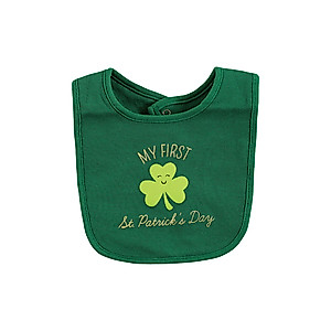 Hudson Baby Unisex Baby Cotton Bib and Headband or Caps Set, St Patricks Rainbow, One Size