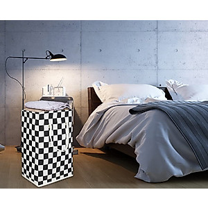 HIYAGON 75L Freestanding Laundry Basket,Large Collapsible Tall Clothes Hamper with Handles,Waterproof Toy Storage Bin for Boys and Girls,Baby Nursery(Racing flag)