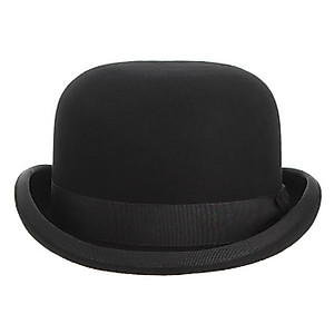 GEMVIE Black Derby Hat 100% Wool Theater Quality Hat Bowler Hat for Men Women Vintage Costumes