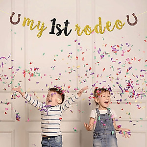 My 1st Rodeo Banner Western Cowboy Cowgirl 1st Birthday Sign Baby One Year Old Birthday Party Decoration Wild West Baby Shower Party Banner