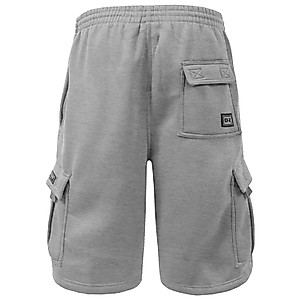 NE PEOPLE Men’s Cargo Shorts – Active Casual Comfy Workout Gym Elastic Drawstring Fleece Pockets Sweat Pants NEMP07 Hgray XL HeatherGray