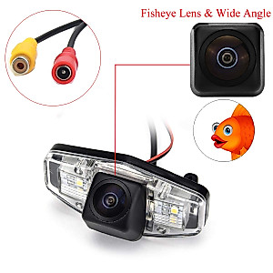 aSATAH Fisheye Lens Car Rear View Camera for Honda Accord / Inspire / Spirior / Honda Civic VII VIII / Honda City 4D & Waterproof and Shockproof Reversing Backup Camera (Fisheye Lens)