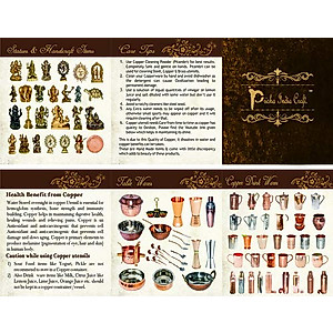 Prisha India Craft Pure Copper Thali Set of Plate, Bowl, Spoon, Fork, Glass, 12-inch