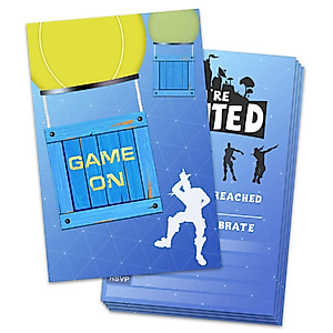 Yangmics Direct 30 Pack Gaming Party Invitations with Envelops - Video Game Invitations for Kids Boys - Video Game Party Supplies