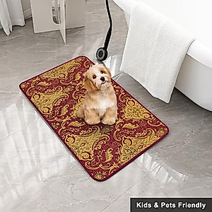 Loom and Mill Luxury Bathroom Rugs Set 3 Pieces, Absorbent & Non-Slip Chenille Memory Foam Bath Rug Set with U Shaped Toilet Mat, Soft Washable Bath Mats for Bathroom Floor,Tub and Shower(Red)