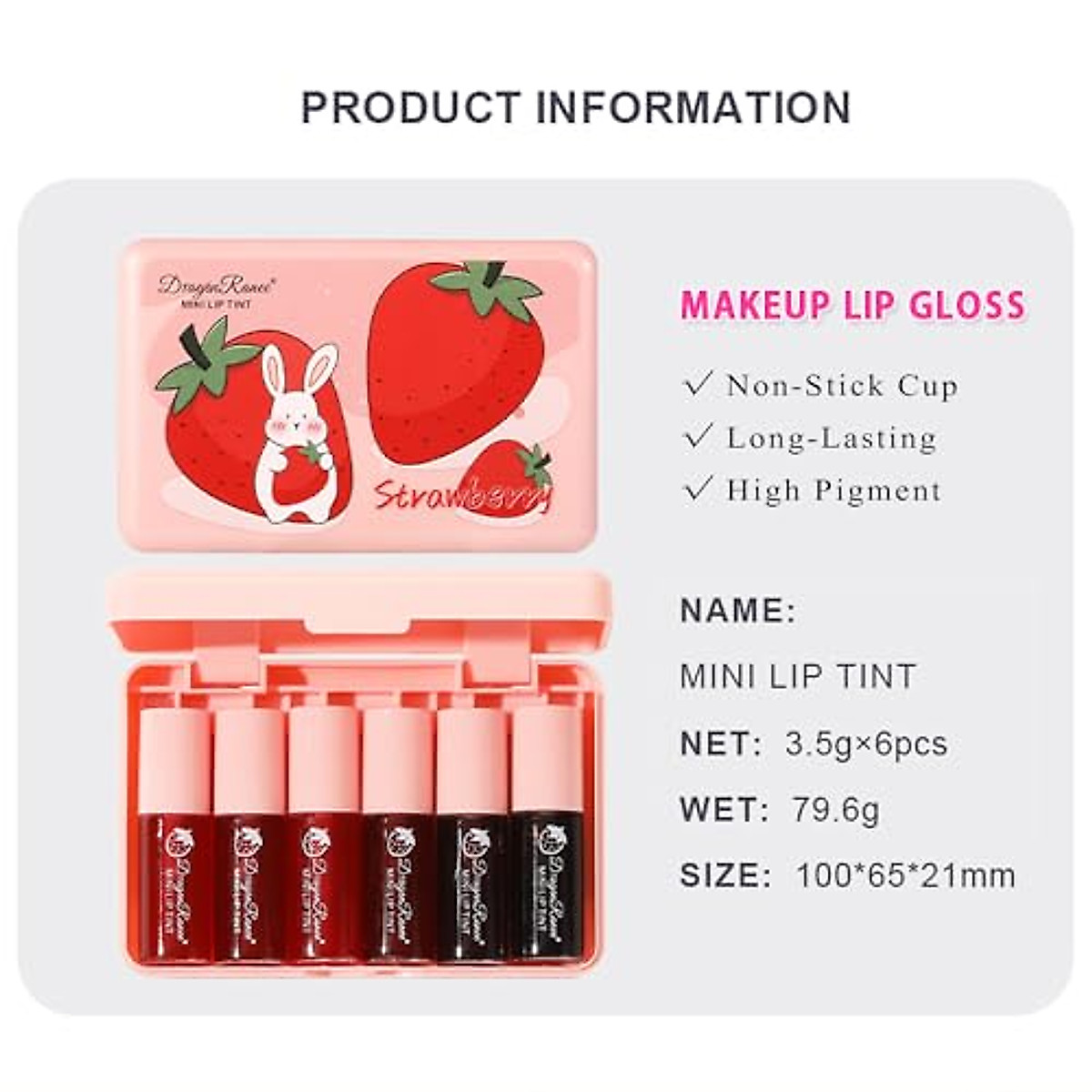 ZARICS 6 Colors Lip Tint Stain Set, Korean Lip Gloss Matte Velvet Lip Stain Plumping Mini Liquid Lipstick, Multi-use Lip and Cheek Tint, Non-Stick Cup, Long lasting Waterproof Lip Tint Makeup