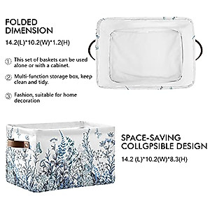 xigua Herbs Wild Flowers Leaves Storage Basket, Durable Canvas Organizer With Handles Large Collapsible Storage Bins Boxes for Home Office - 2pack