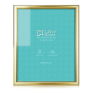 LaVie Home 8x10 Picture Frames (1 Pack, Gold) Simple Designed Photo Frame with High Definition Glass for Wall Mount & Table Top Display