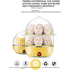 YANPHCE Double structured egg steamer Electric Egg Boiler Cooker Hard Boiled Egg Cooker (Yellow)