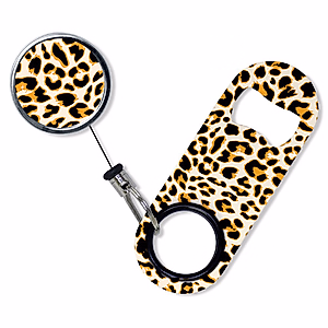 BarConic Mini Opener with Retractable Reel - Orange Cheetah