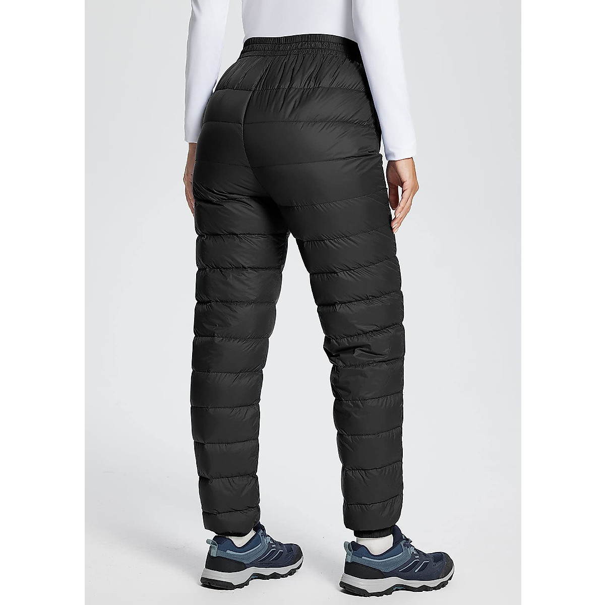 BALEAF Women's Down Pants Winter Ultralight Water Resistance Ski Snow Puffer Pants Packable Warm Trousers Black Medium