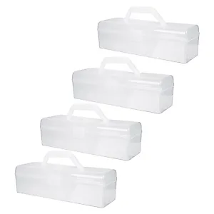 Zerodeko 4pcs Boxes Portable Storage Box Clear Plastic Organizer Plastic Storage Bin Food Storage Container Utensil Accessories Clear Container Multifunction Student Tool Box Pp