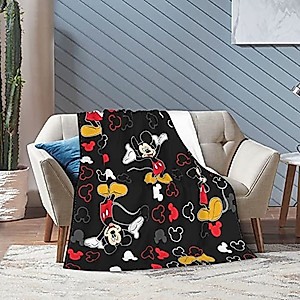 Cartoon Mouse Blanket Ultra Soft Cozy Warm Throw Blanket Lightweight Microfiber Sherpa Plush Throws for Sofa Couch Bed Living Room All Season,Black