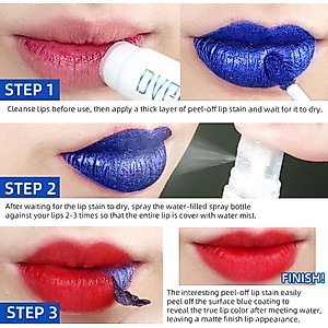 DAGEDA 5 Colors Lip Stain,Peel Off Lip Stain Lip Tint,Tattoo Color Lip Gloss,Waterproof Liquid Lipstick with 5ML Empty Spray Bottle, Lip Stain Tint Lip Makeup for Women