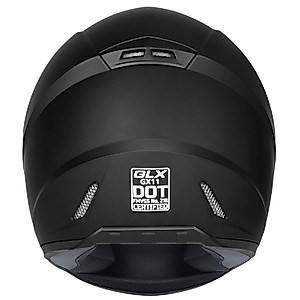 GLX GX11 Compact Lightweight Full Face Motorcycle Street Bike Helmet with Extra Tinted Visor DOT Approved (Matte Black, Medium)