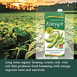 Edensoy Unsweetened Eden Organic Soymilk, Non-GMO, USA Whole Soy (Soya) Milk, Non-Dairy, Vegan, Plain, Shelf Stable, 32 oz (6-Pack)