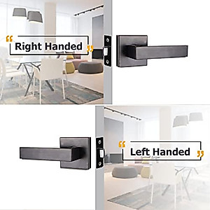 Azdele Front Door Handle Set, Entry Door Handle Set with Door Lever Reversible for Right and Left Handed Doors, Single Cylinder Exterior Door Handleset with Lower Half Lever, Oil Bronze