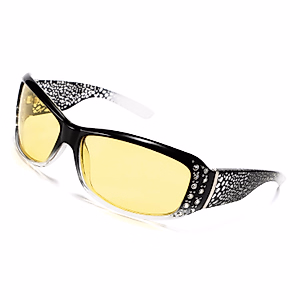 FEISEDY Women Yellow Sunglasses Wrap Around Anti Glare Driving Night Glasses B2547