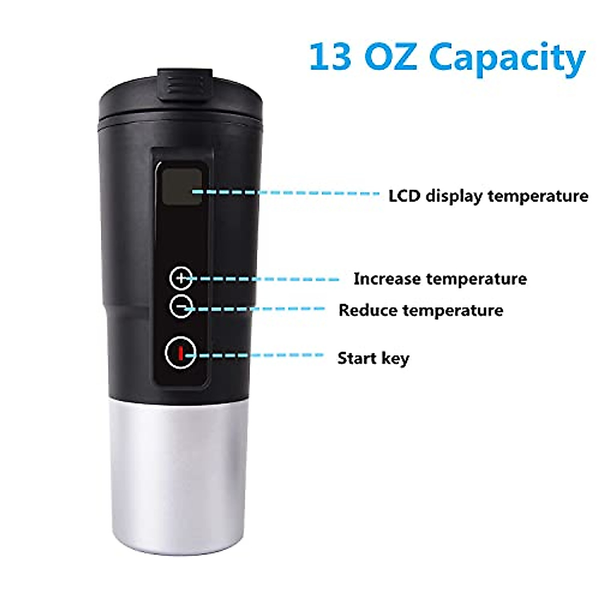 12V Baby Bottle Warmer Car Bottle Warmer for Breastmilk Bottle Heater for Babies Smart Temperature Control Mug for Coffee/Tea/Beverage/Milk and Hot Chocolate (Black)