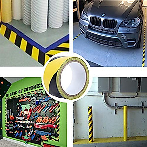 AurGun Black & Yellow Hazard Safety Warning Stripe Tape, 2inch x 108Ft High Visibility Barricade Adhesive Tape for Floor, Walls, Pipes and Equipment Marking