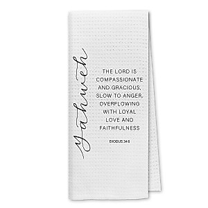 Dibor Christian Kitchen Towels Dish Towels Dishcloth,Bible Verse Scripture Exodus 34:6 Decorative Absorbent Drying Cloth Hand Towels Tea Towels for Bathroom Kitchen,Christian Girls Women Gifts
