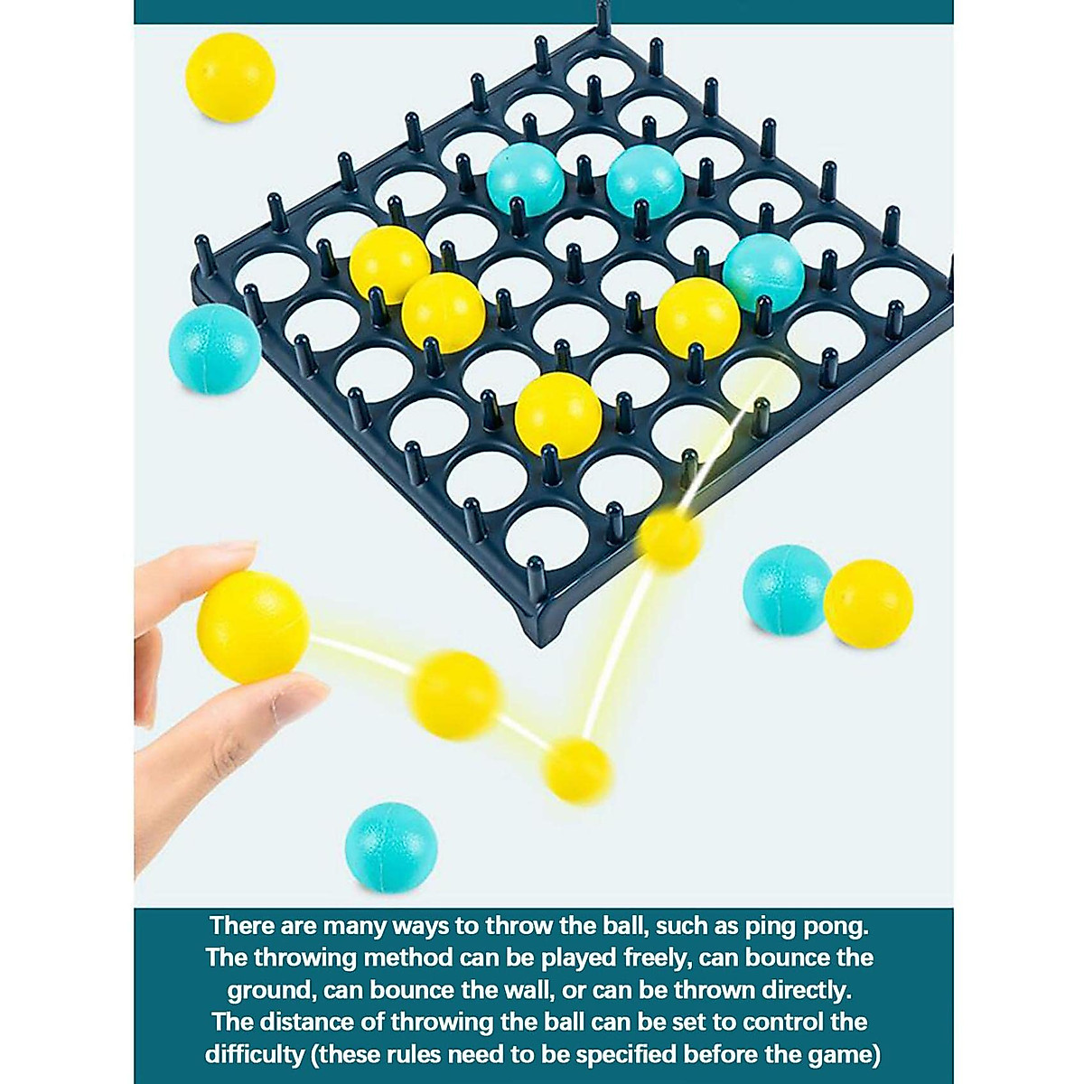 VIZH Bounce Ball Game Family Party Board Games Ball Toy, Desktop Bouncing Ball Game,Family Bouncing Balls Board Game with Pattern Challenge for Party, 2-4 Palyers Game