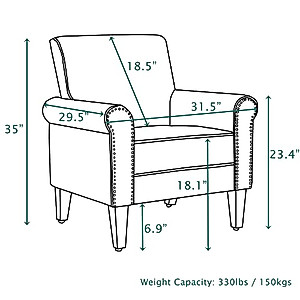 Morden Fort Bedroom Accent Chair, Velvet Upholstered Armchair for Living Room Bedroom Club Office-Navy Blue
