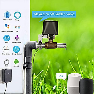 LgowithU Smart Wifi WaterGas Shut Off Valve ,Wireless Remote Control Voice Control Timing Controller Compatible with Alexa Google Assistant Automatic Valve work with iOSAndroid …