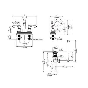 Derengge Brushed Nickel Bathroom Faucet 4 Inch Bathroom Sink Fucet with Pop-up Drain,Two Handle Lavatory Faucet for 3 Hole Installation,WF-8008TB-BN