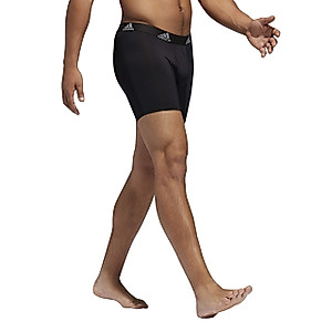 adidas Men's Microfiber Boxer Brief Underwear, Athletic fit (3-Pack), Black/Light Onix Grey/Performance, XX-Large