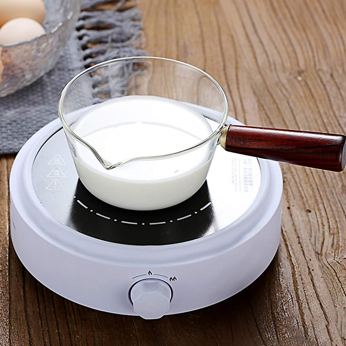 Glass Saucepan Nonstick Sauce Pot With Lid Pasta Pot Milk Pan Glass Stovetop Pot Kitchen Cookware For Noodle Soup Milk Food 400ML Transparent