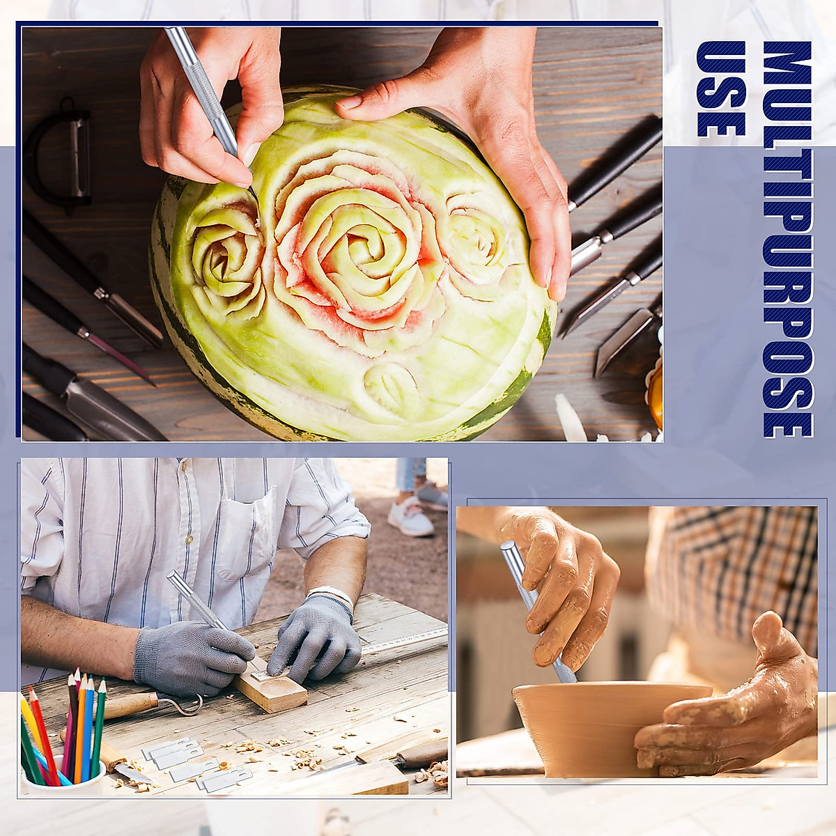 Hobby Knife Blades #18 Chisel Blades Wood Chisel Blade Precision Knife, 1/2 Inch Carbon Steel Heavy Duty Craft Knives for Chiseling, Shaving or Cutting Layers 100 Pieces