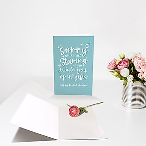 Chenive Funny Bridal Shower Card for Bride To Be, Happy Bridal Shower Card for Friend Bestie Sister, Sorry We're All Staring At You While You Open Gifts