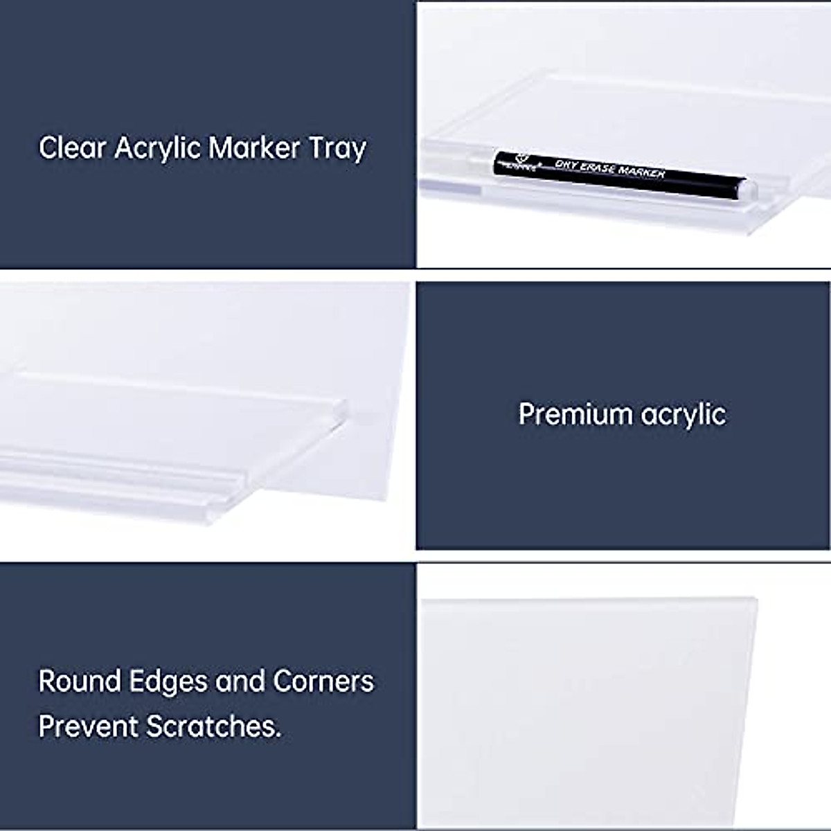 Acrylic Dry Erase White Board - 10 x 10 Inches Clear Desktop Whiteboard Frameless to List Board with Markers Tray Small Desktop Dry-Erase-Board Mini Easel Whiteboard