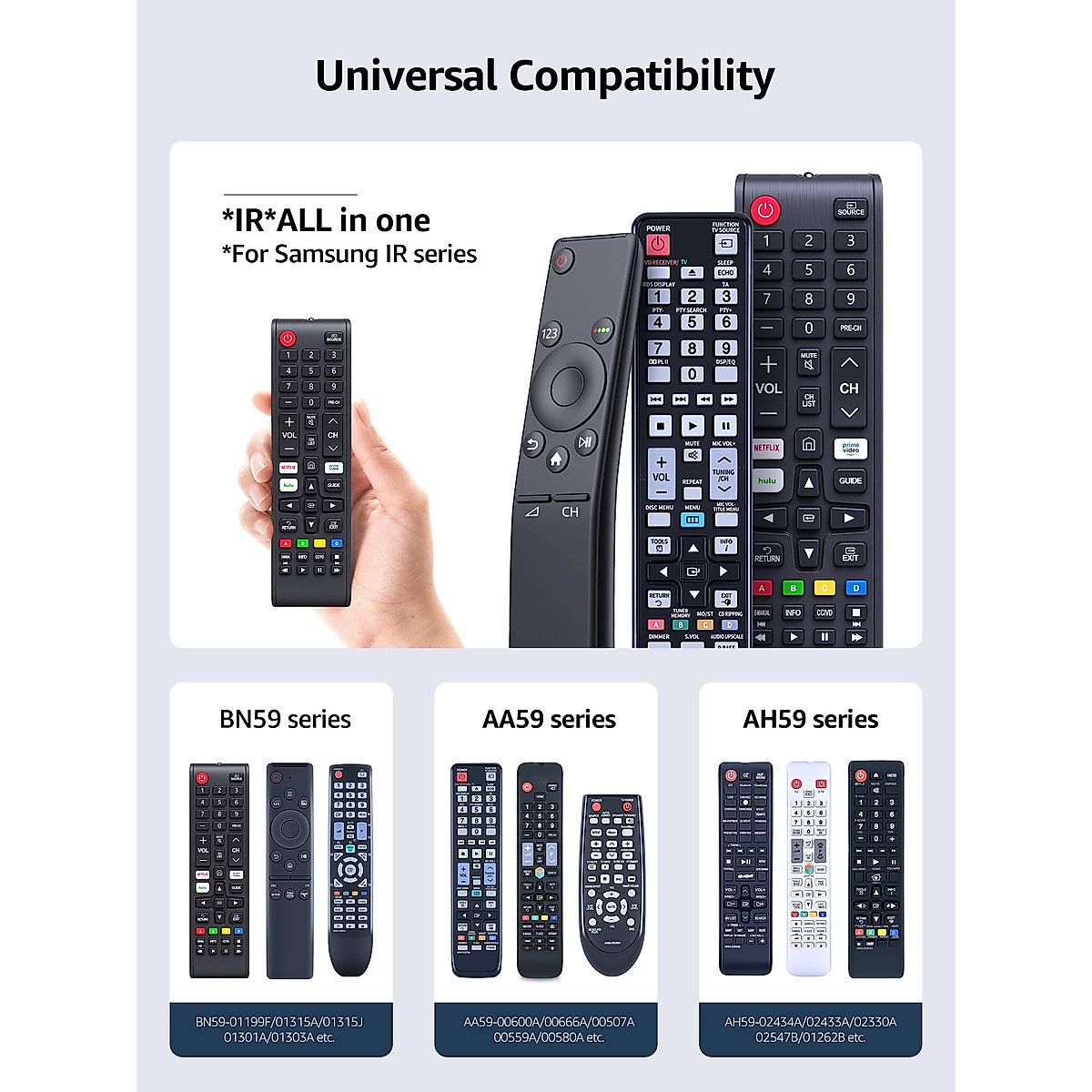 【One Remote One Cover】 Universal Remote for All Samsung TV Remote with Silicone Remote Cover, Replacement for All Samsung Smart TV, LED, LCD, HDTV, 3D, Series TV BN59-01315J BN59-01315A