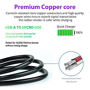 10ft Charger Cord Compatible for Fujifilm INSTAX Share SP-2 SP-3 Mini Link, Instax Mini Link 2, Polaroid Zip, HP Sprocket, Polaroid Mint, Kodak Mini/Printomatic, Lifeprint Canon Ivy Photo Printer